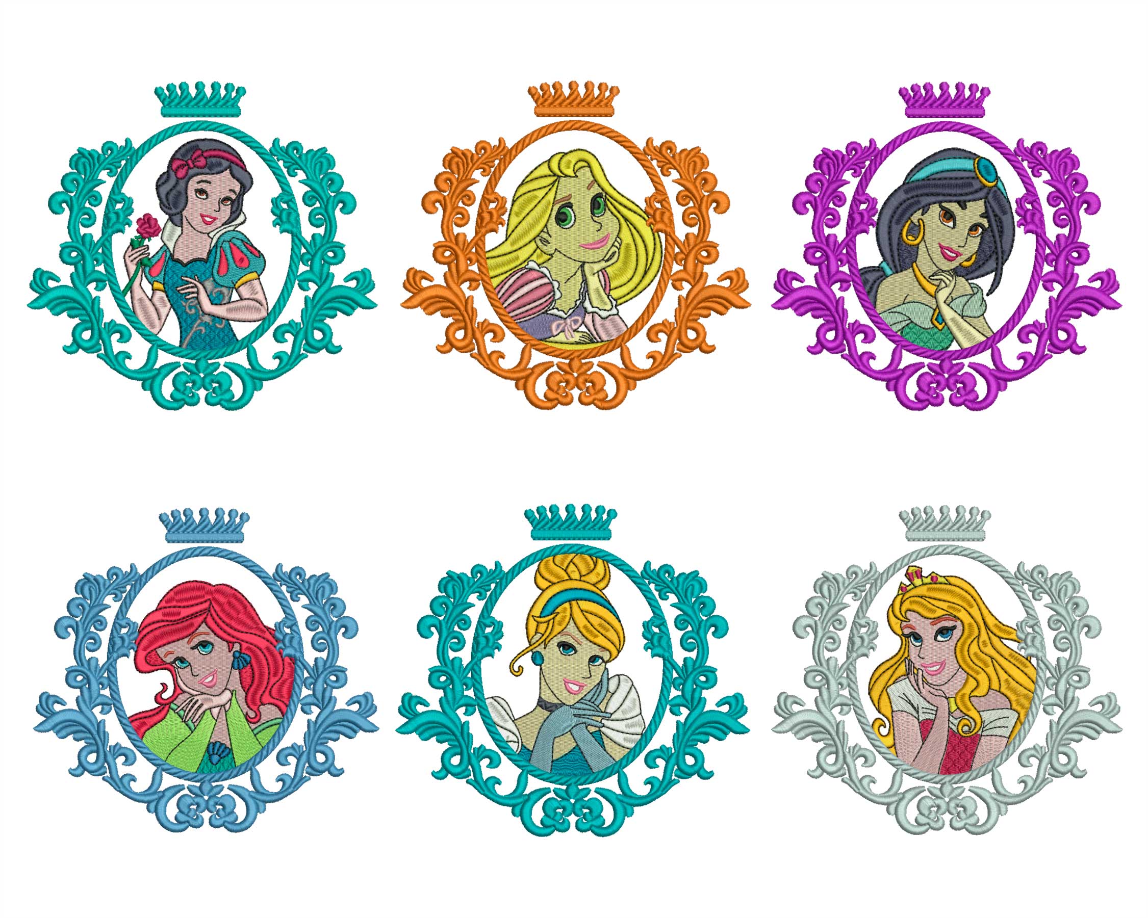 Princess Embroidery Design Jasmine Aladdin Princess Embroidery Design